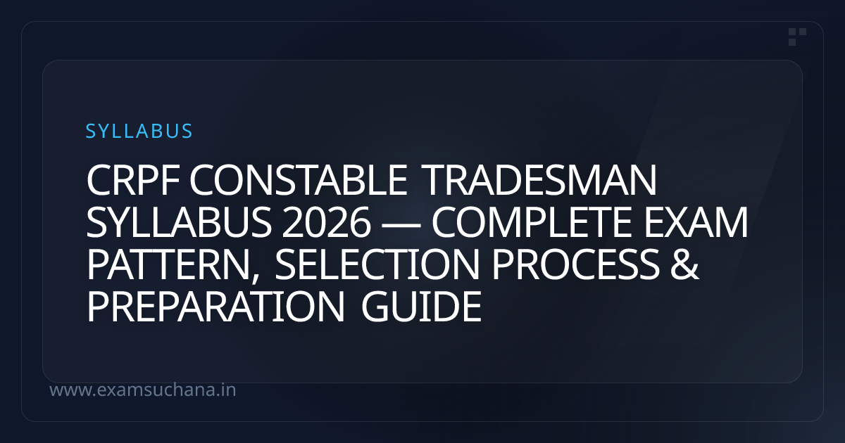 CRPF Constable Tradesman Syllabus 2026: Exam Pattern, PET/PST ...