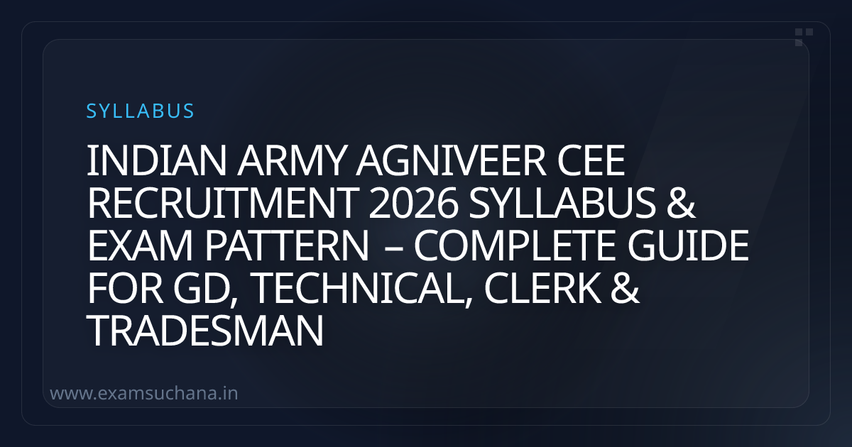 Indian Army Agniveer CEE 2026 Syllabus & Exam Pattern (GD, Technical ...