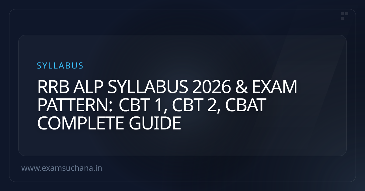 RRB ALP Syllabus 2026 & Exam Pattern: CBT 1, CBT 2, CBAT Details | Exam ...