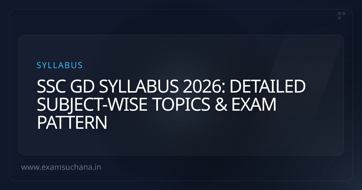 SSC GD Syllabus 2026: Subject-wise Topics & New Exam Pattern | Exam Suchana